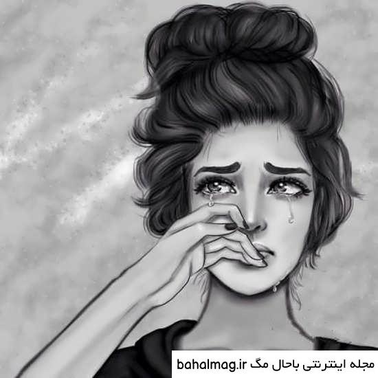 تصویر نقاشی دختر غمگین ️ بهترین تصاویر