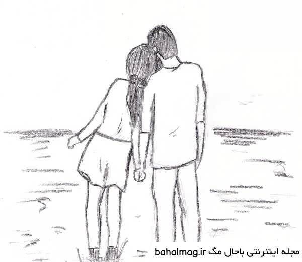 عکس نقاشی دختر و پسر ساده ️ بهترین تصاویر