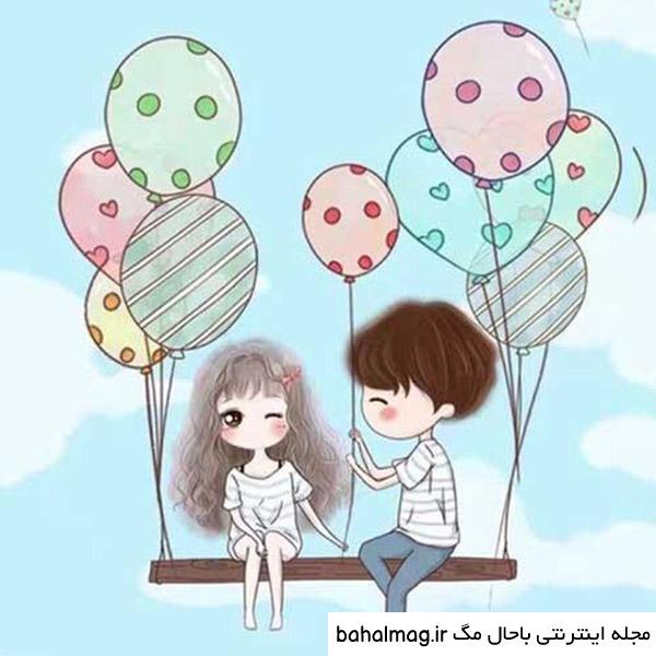 عکس نقاشی دختر پسر عاشقانه ️ بهترین تصاویر