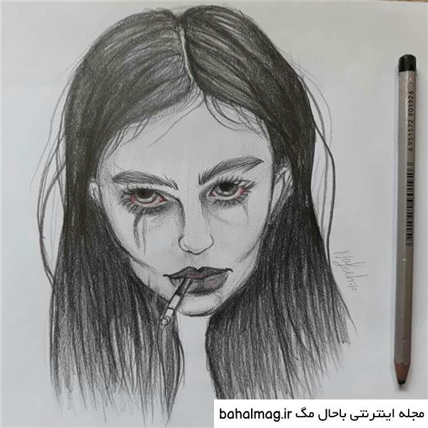 عکس نقاشی غمگین دخترانه ️ بهترین تصاویر