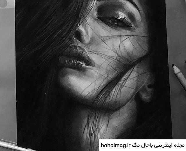 نقاشی سیاه قلم دخترانه غمگین ️ بهترین تصاویر