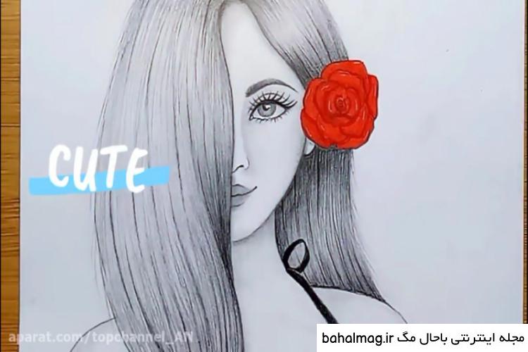نقاشی سیاه قلم دخترانه غمگین ️ بهترین تصاویر