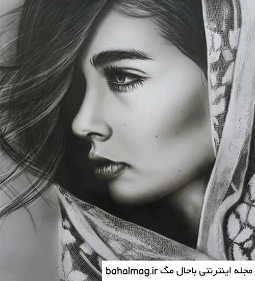 نقاشی سیاه قلم دخترانه غمگین ️ بهترین تصاویر